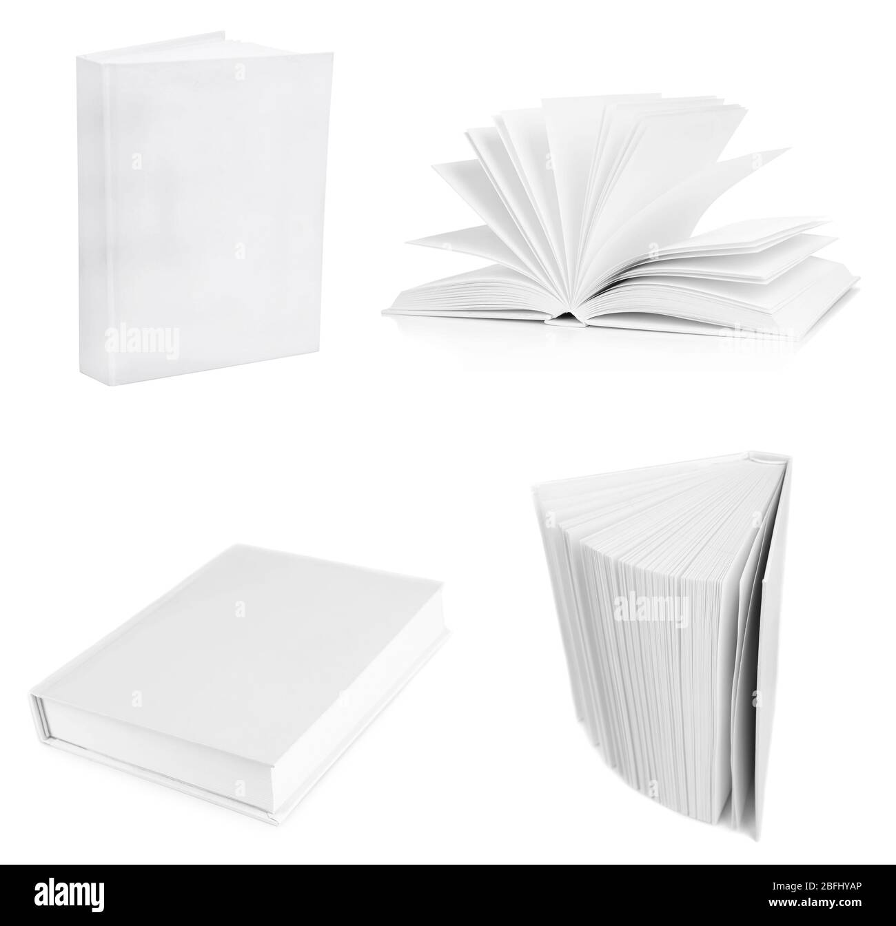 Collage of white empty books Stock Photo - Alamy