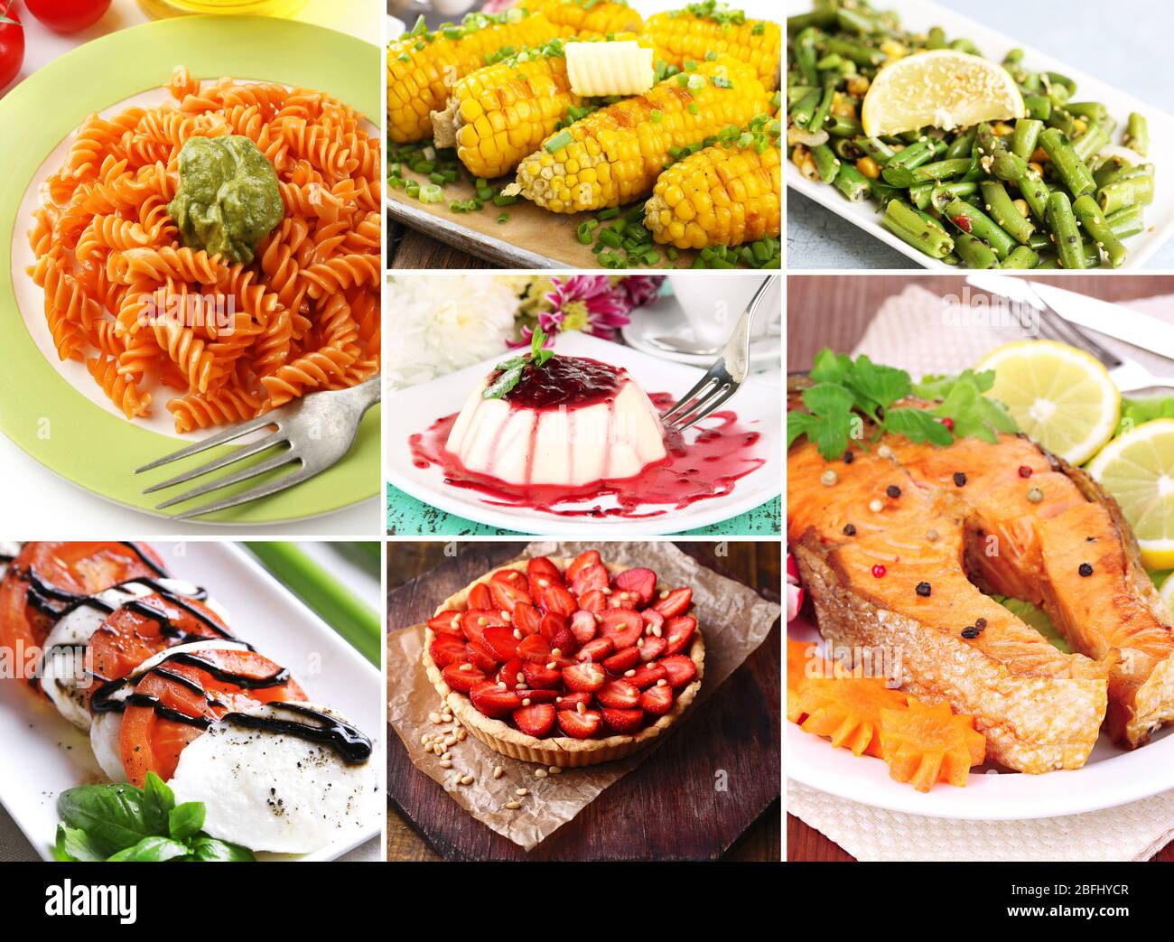 Collage of delicious food close-up Stock Photo - Alamy