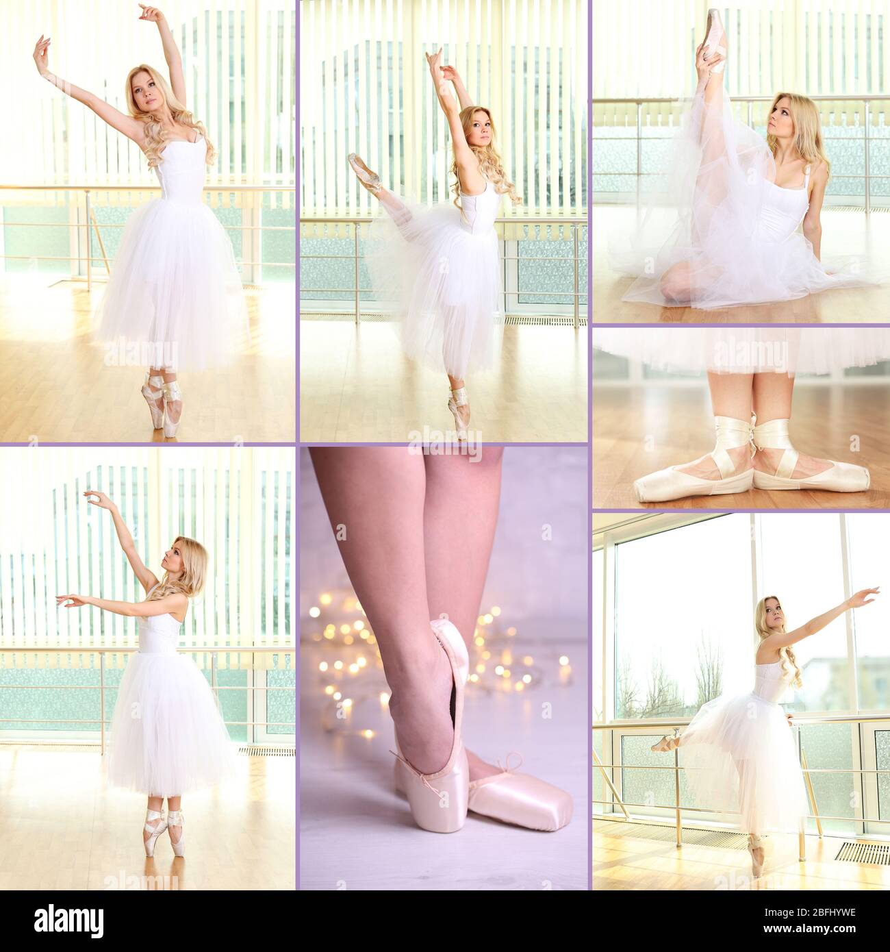 Collage of photos with balerina in ballet class Stock Photo - Alamy