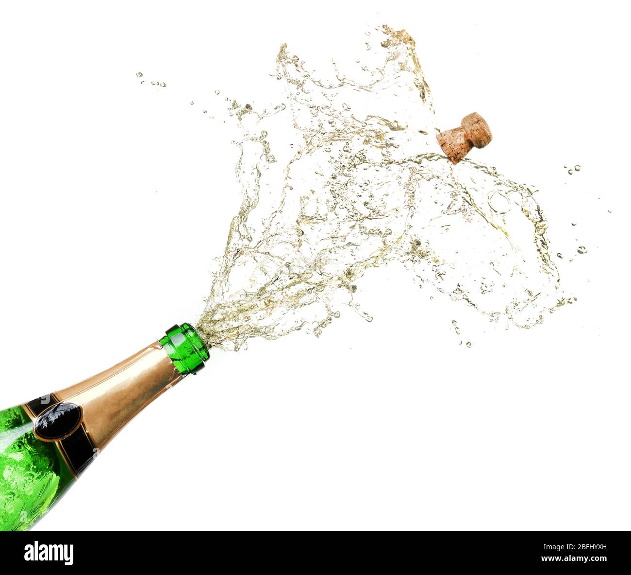 Champagne splashes isolated on white Stock Photo - Alamy
