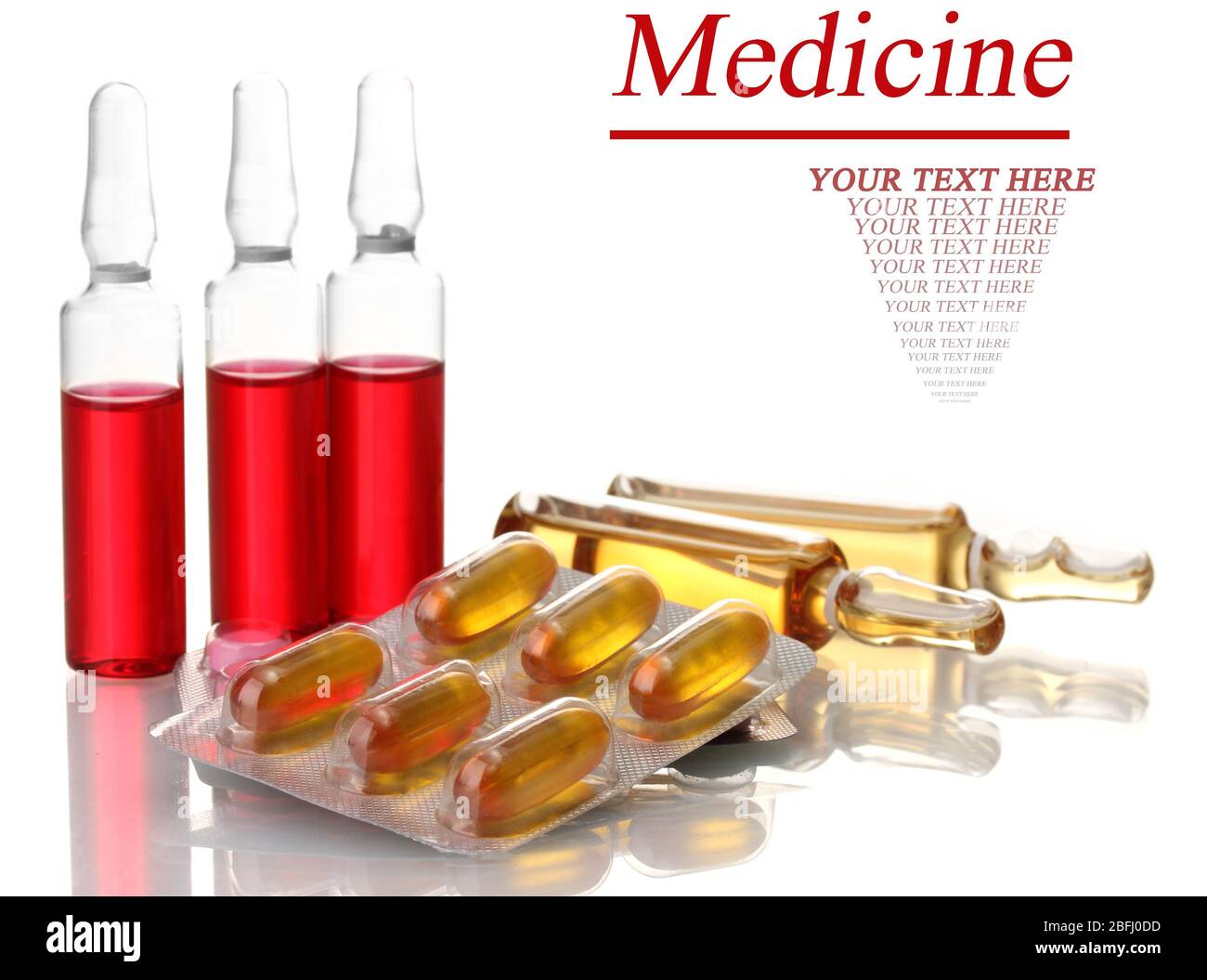 Medical ampules, pills and syringes, isolated on white Stock Photo - Alamy