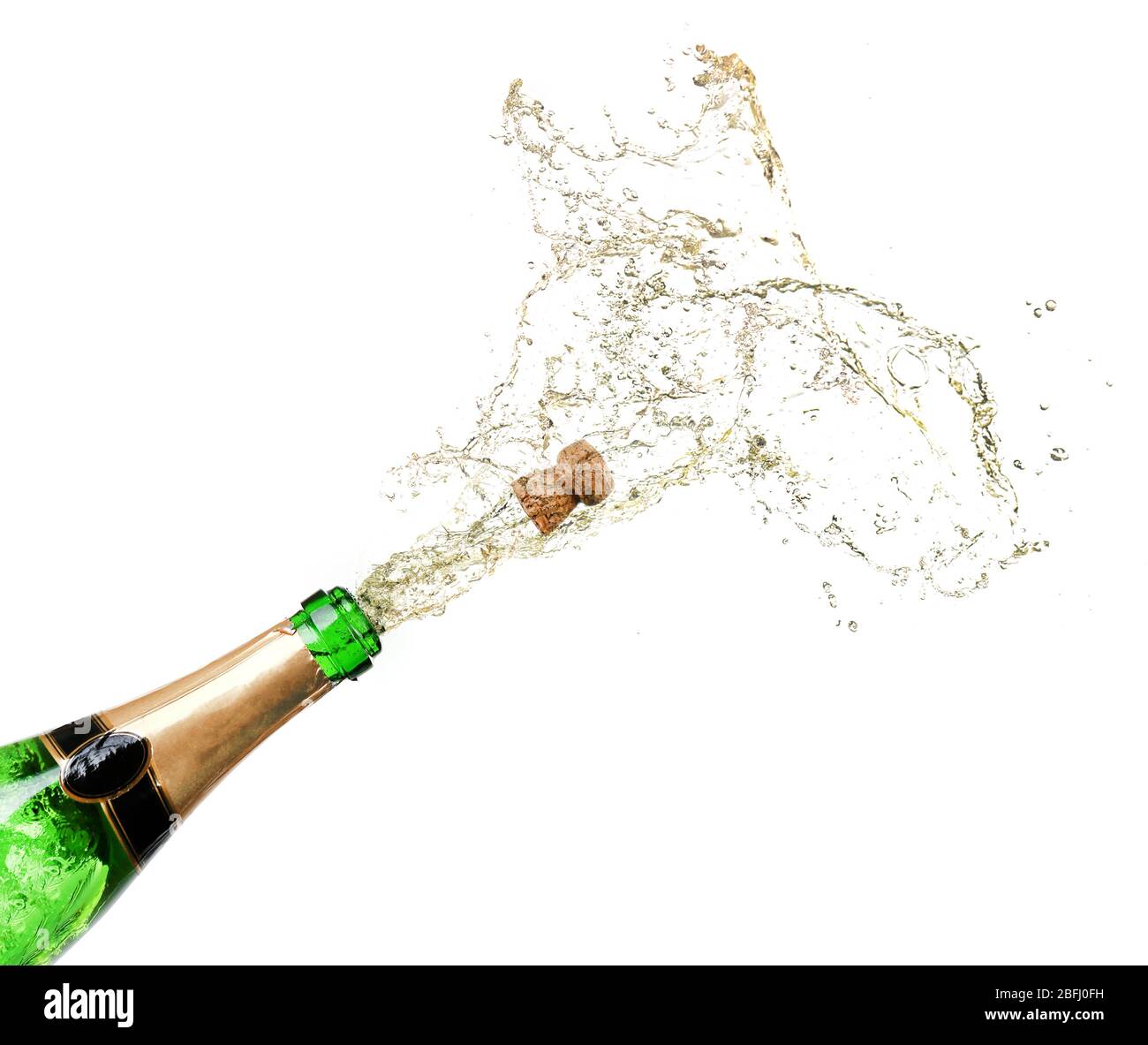 Champagne bottle splashes on white hi-res stock photography and images ...