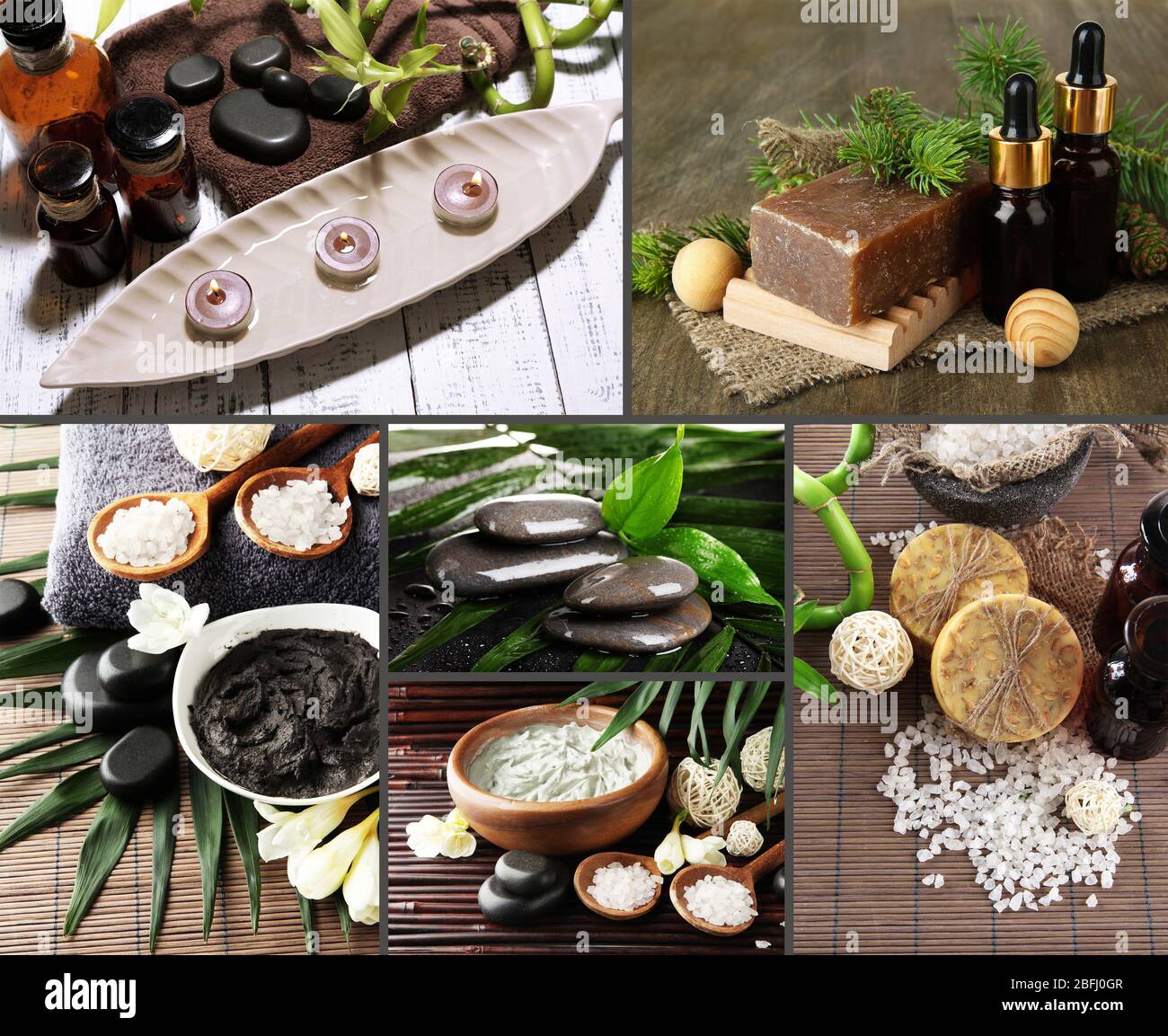 Spa setting collage Stock Photo - Alamy