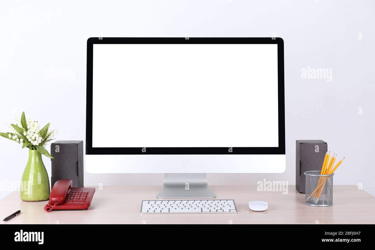 Office workplace with modern computer Stock Photo - Alamy