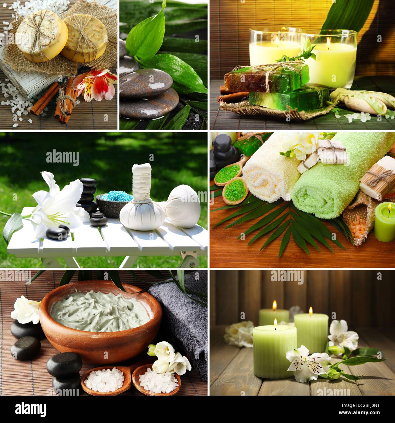 Spa setting collage Stock Photo - Alamy