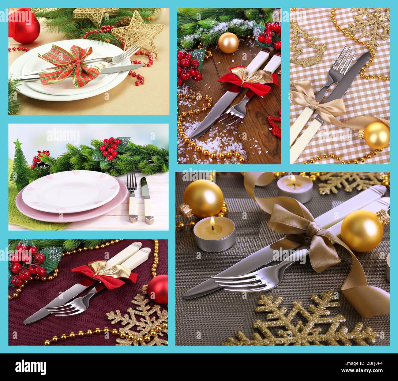 Christmas table setting collage Stock Photo - Alamy