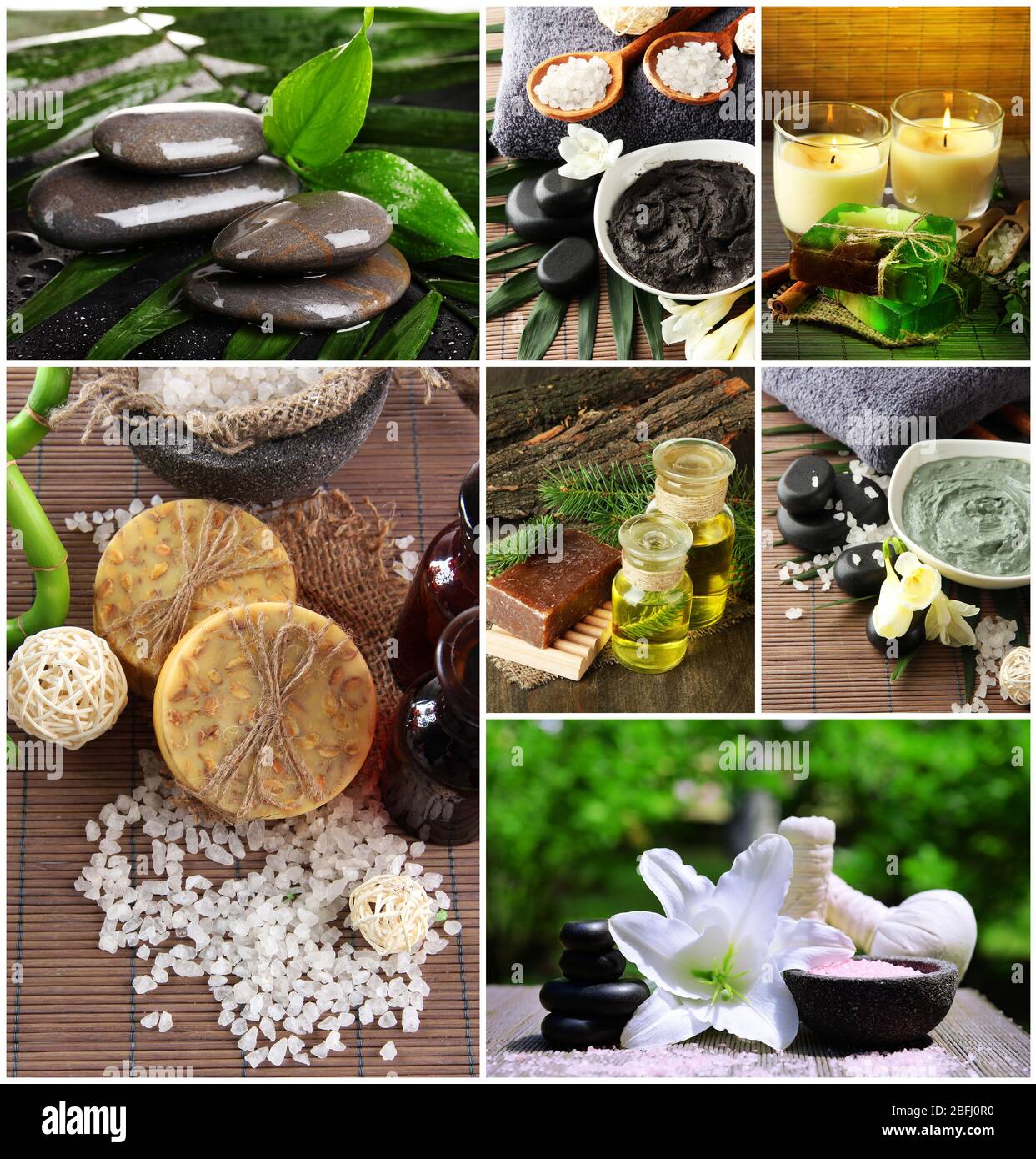 Spa setting collage Stock Photo - Alamy