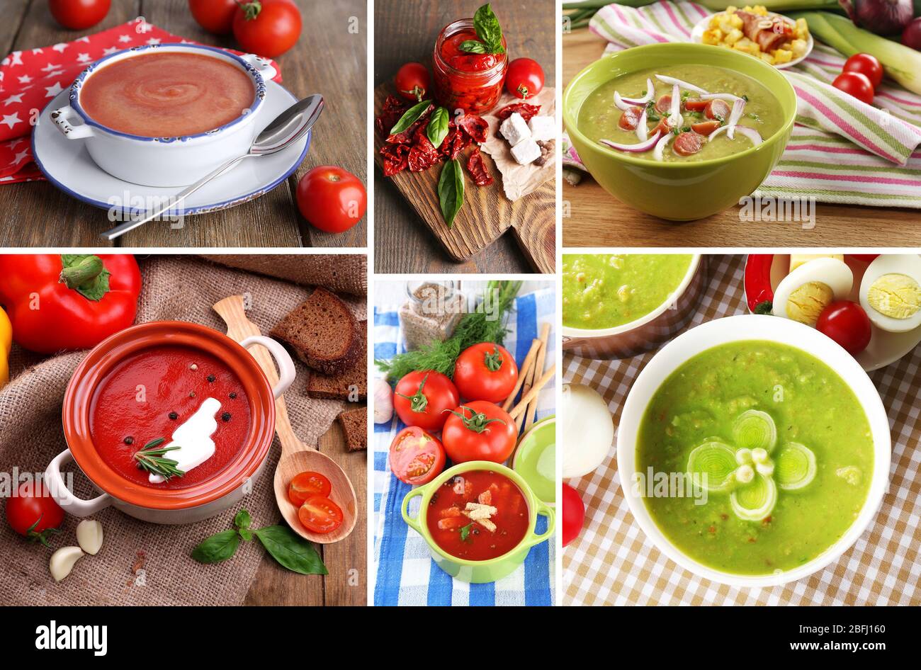 Collage of vegetable soups Stock Photo - Alamy