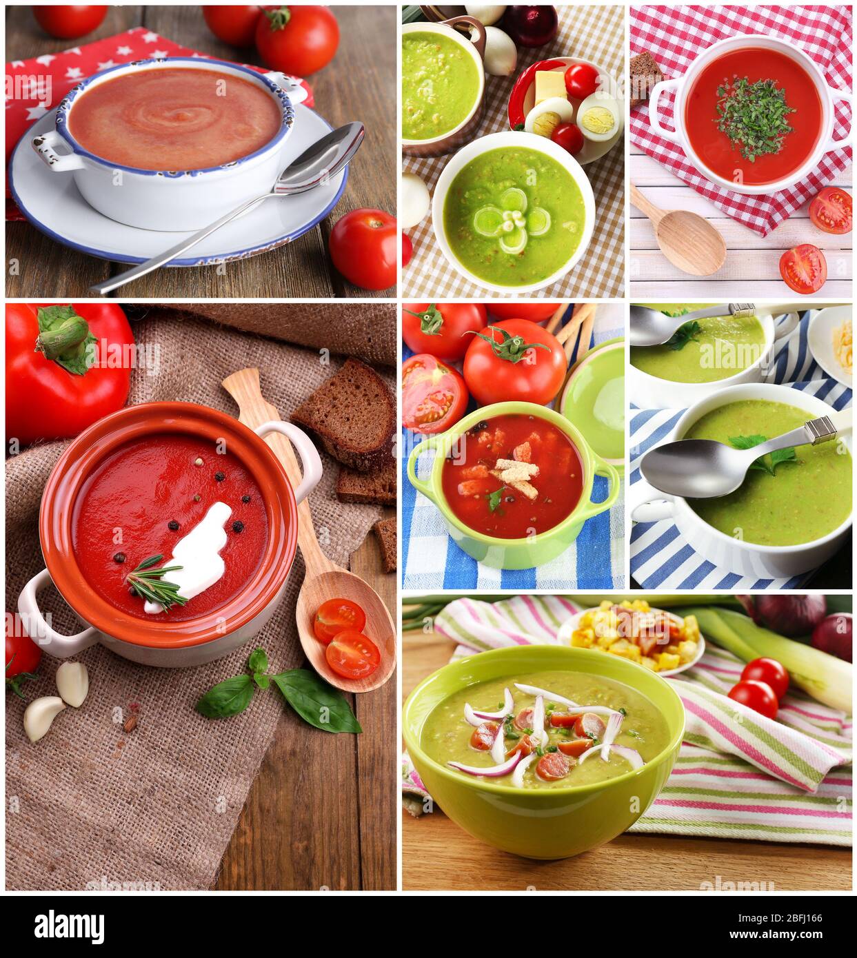 Collage of vegetable soups Stock Photo - Alamy