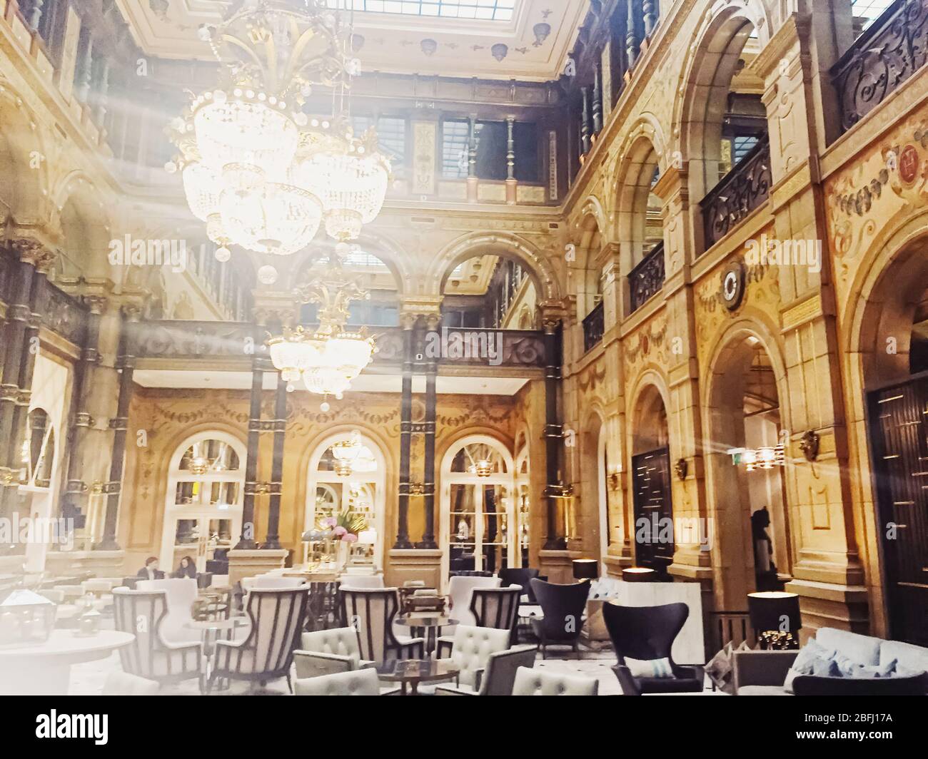 Paris, France circa January, 2020: Luxury interior design of Hilton ...