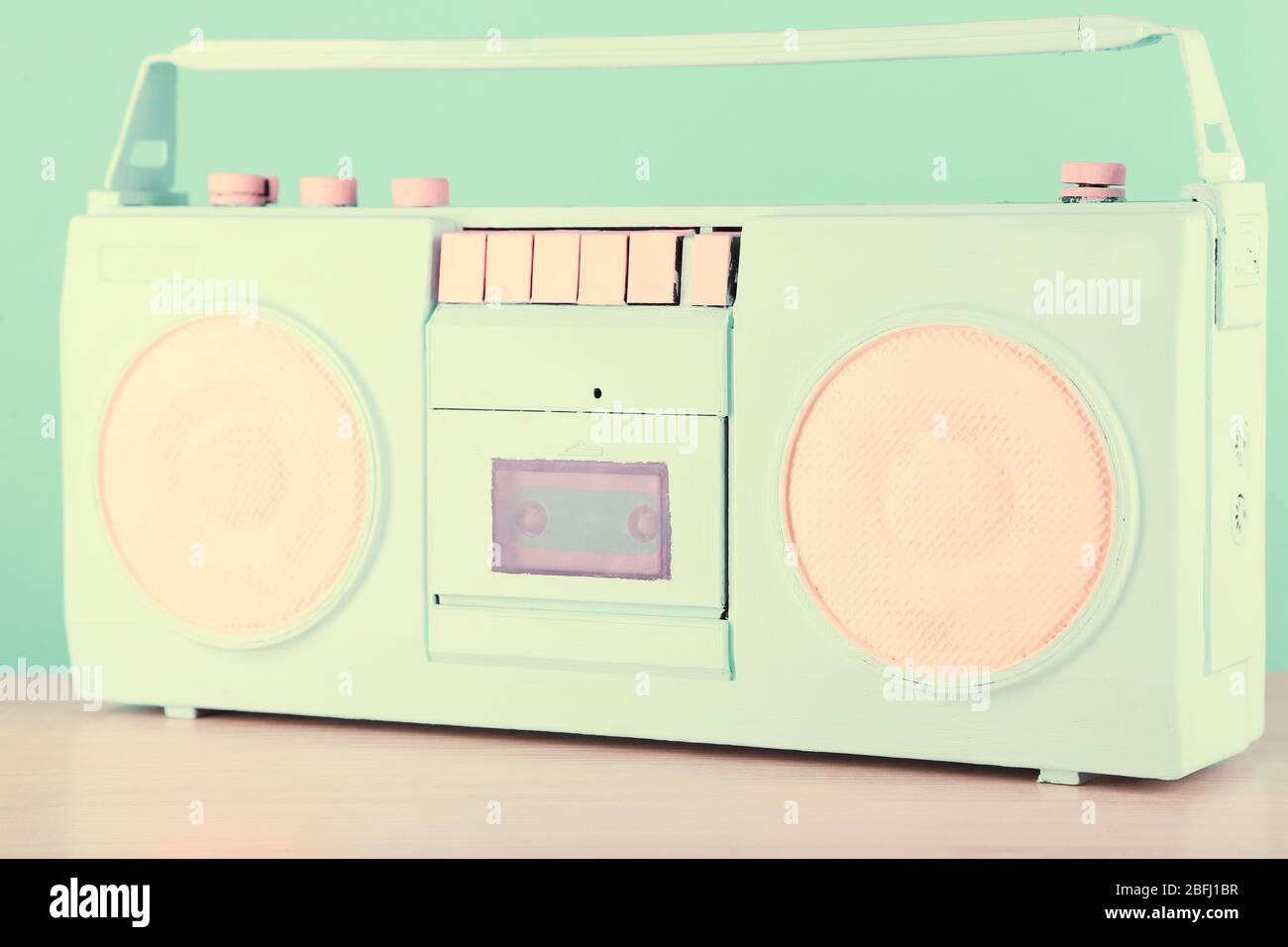 Colorful retro radio, on color background Stock Photo - Alamy