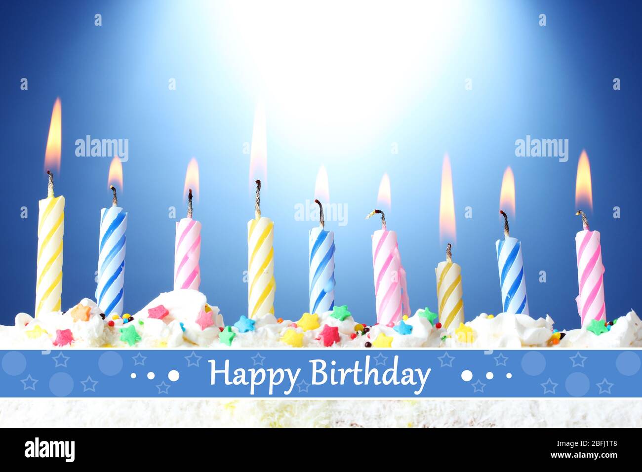 Birthday postcard.Beautiful birthday candles Stock Photo - Alamy