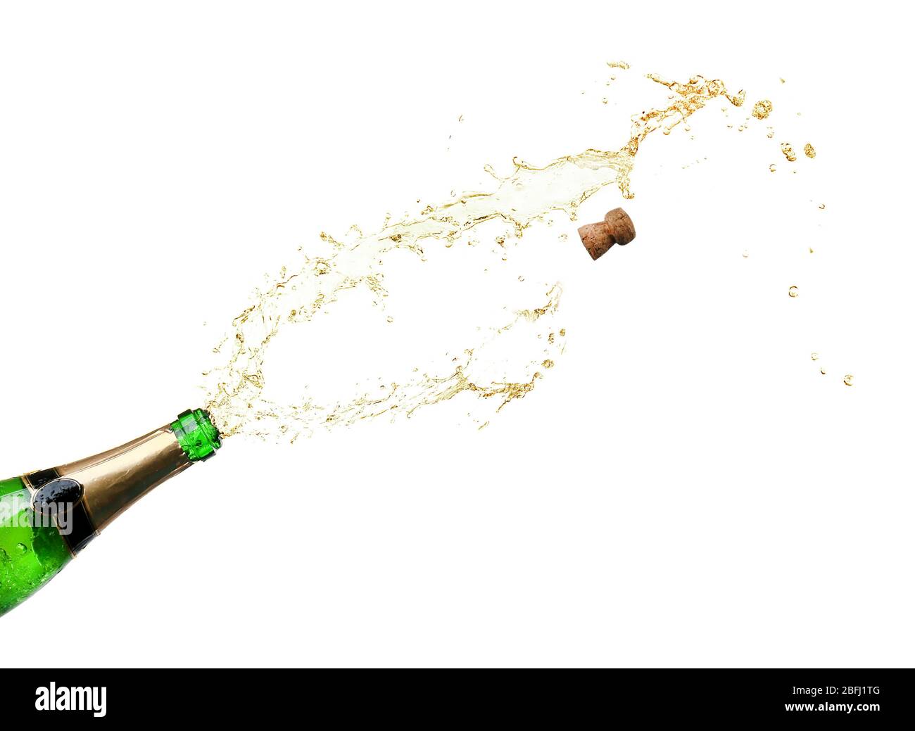 Champagne splashes isolated on white Stock Photo - Alamy