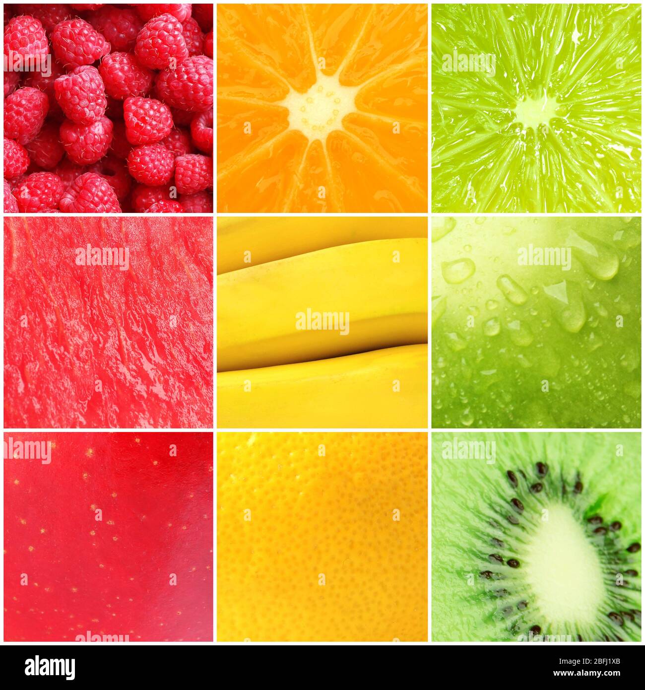 Colorful healthy fruit collage Stock Photo - Alamy