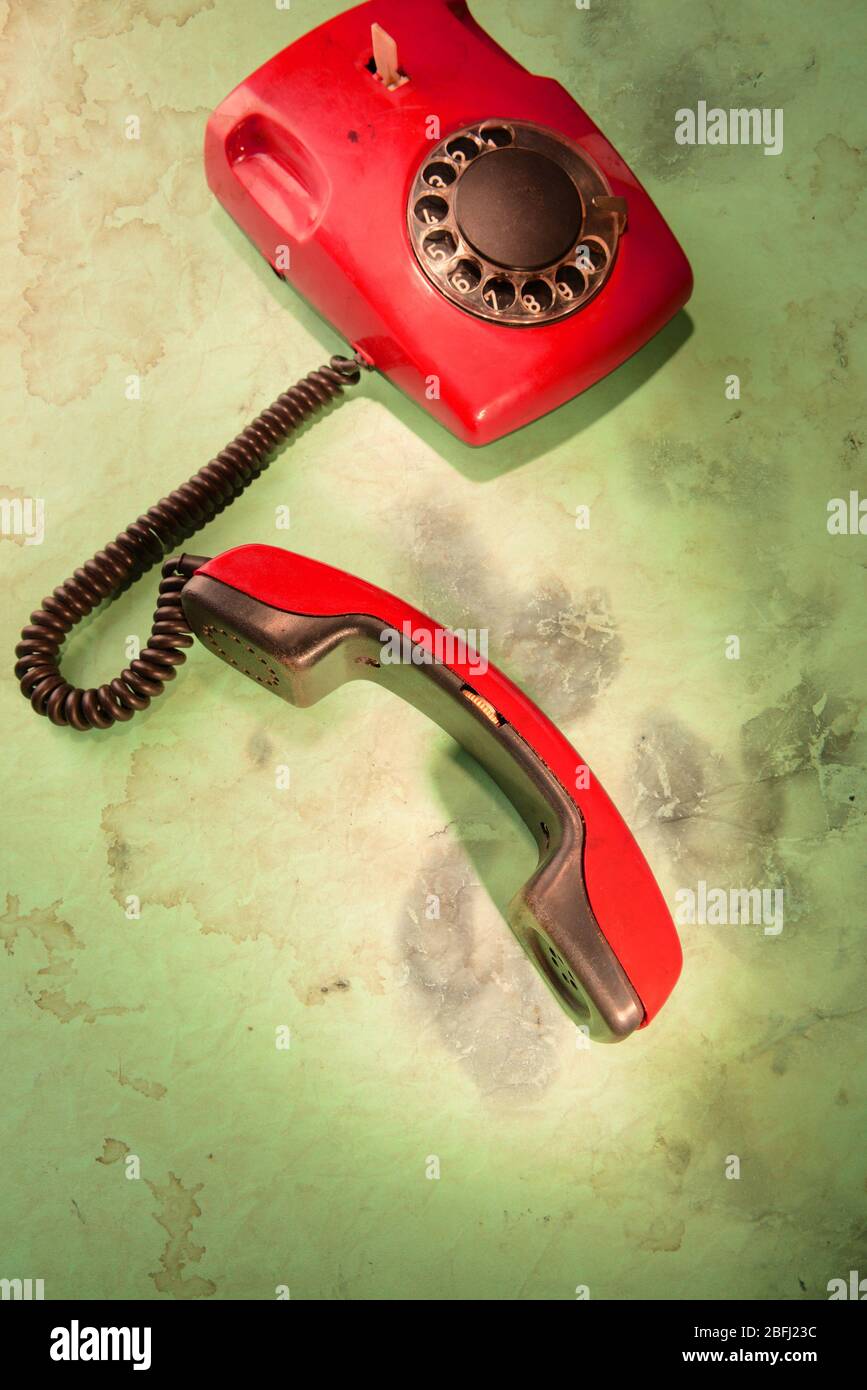 Red retro telephone Stock Photo - Alamy