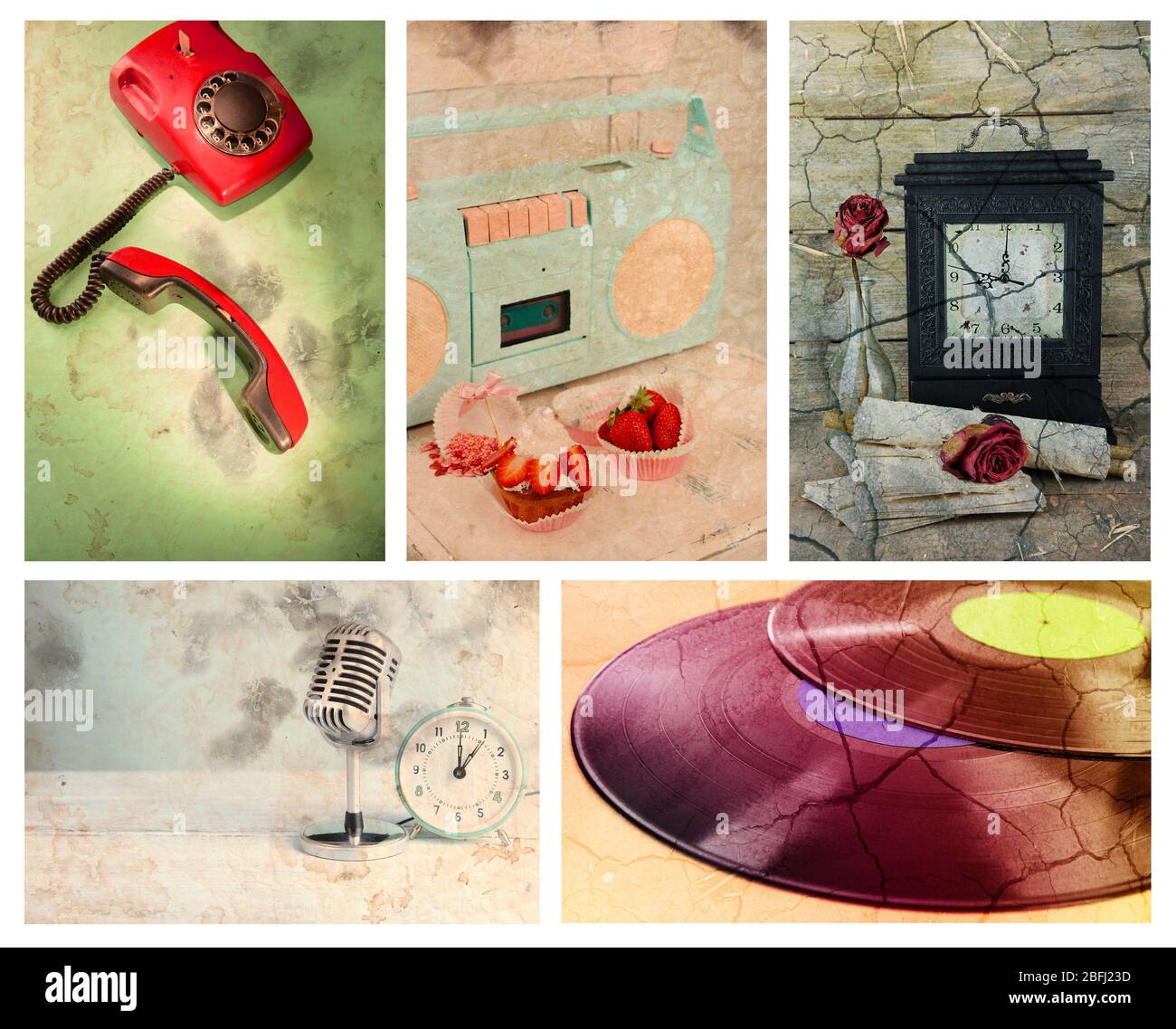 Old telephone collage Cut Out Stock Images & Pictures - Alamy