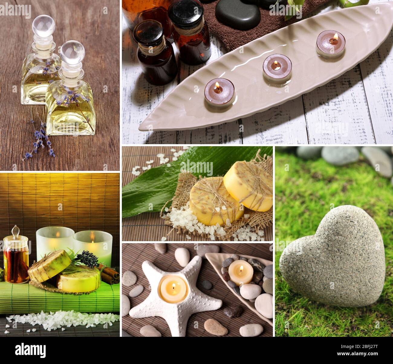 Spa setting collage Stock Photo - Alamy
