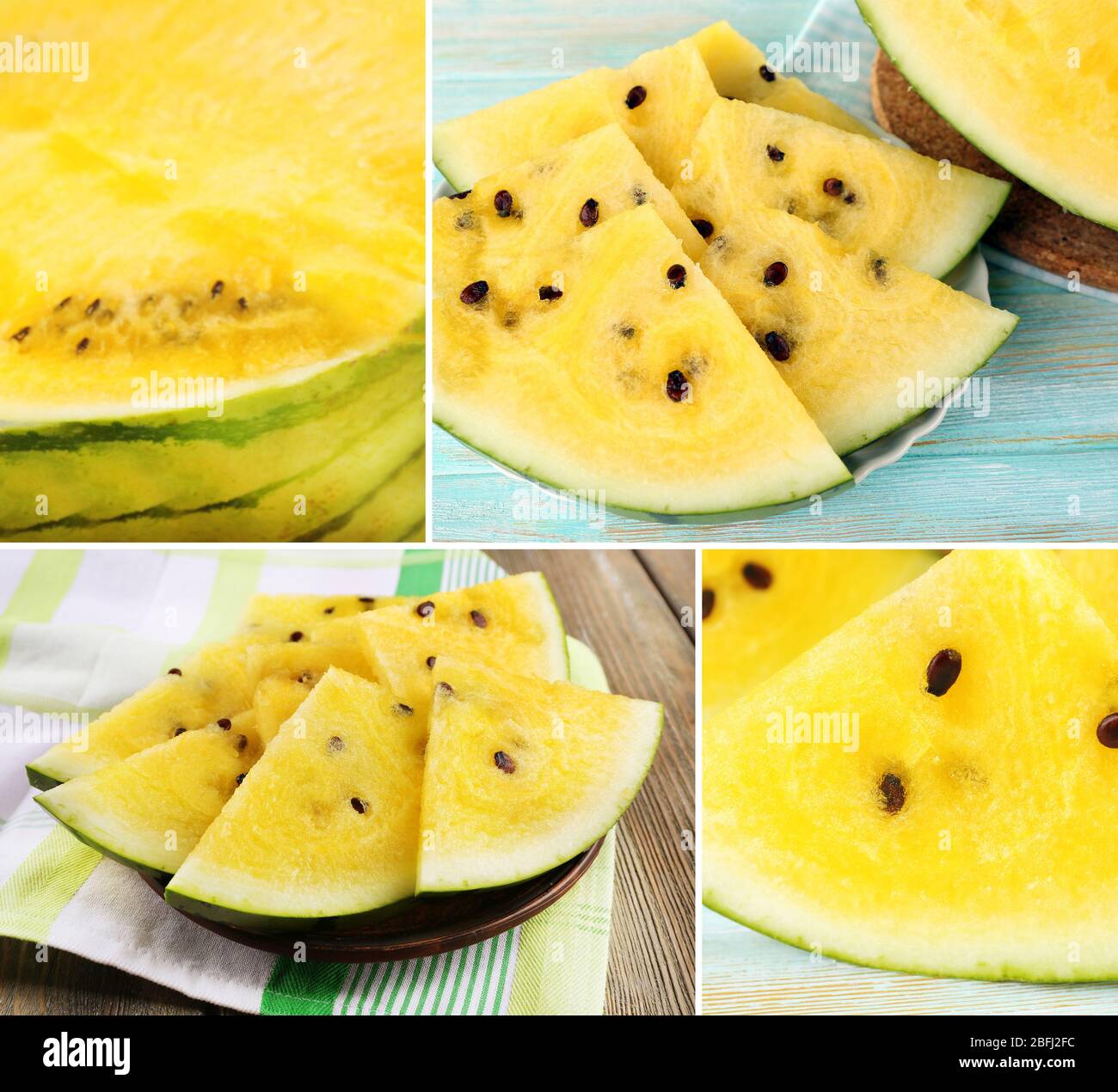 Collage of of yellow watermelon Stock Photo - Alamy