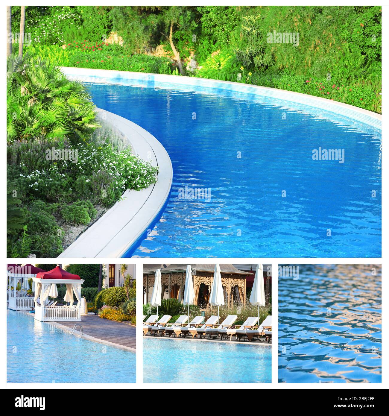 Collage of photos with swimming pool Stock Photo - Alamy