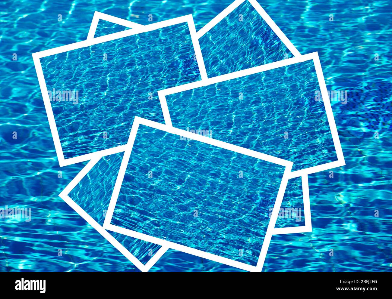 Collage of photos with water waves in swimming pool Stock Photo - Alamy