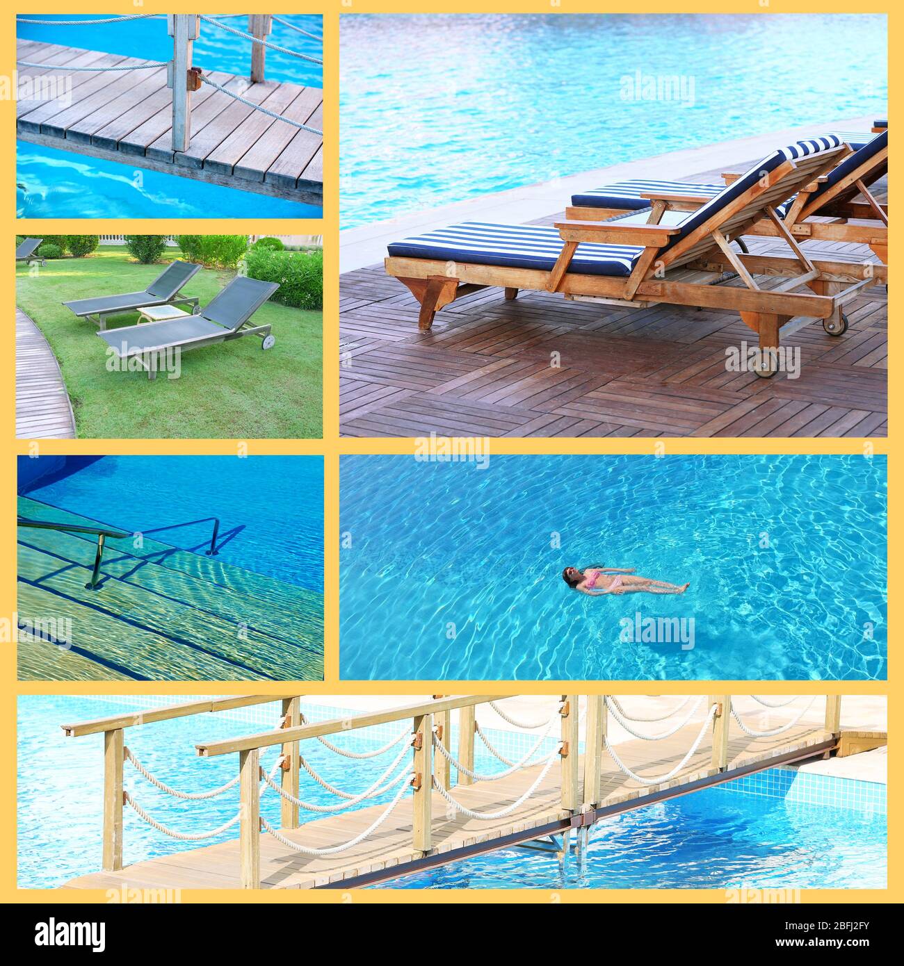 Collage of photos with swimming pool Stock Photo - Alamy