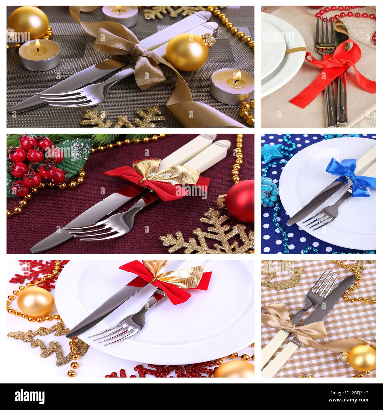 Christmas table setting collage Stock Photo - Alamy