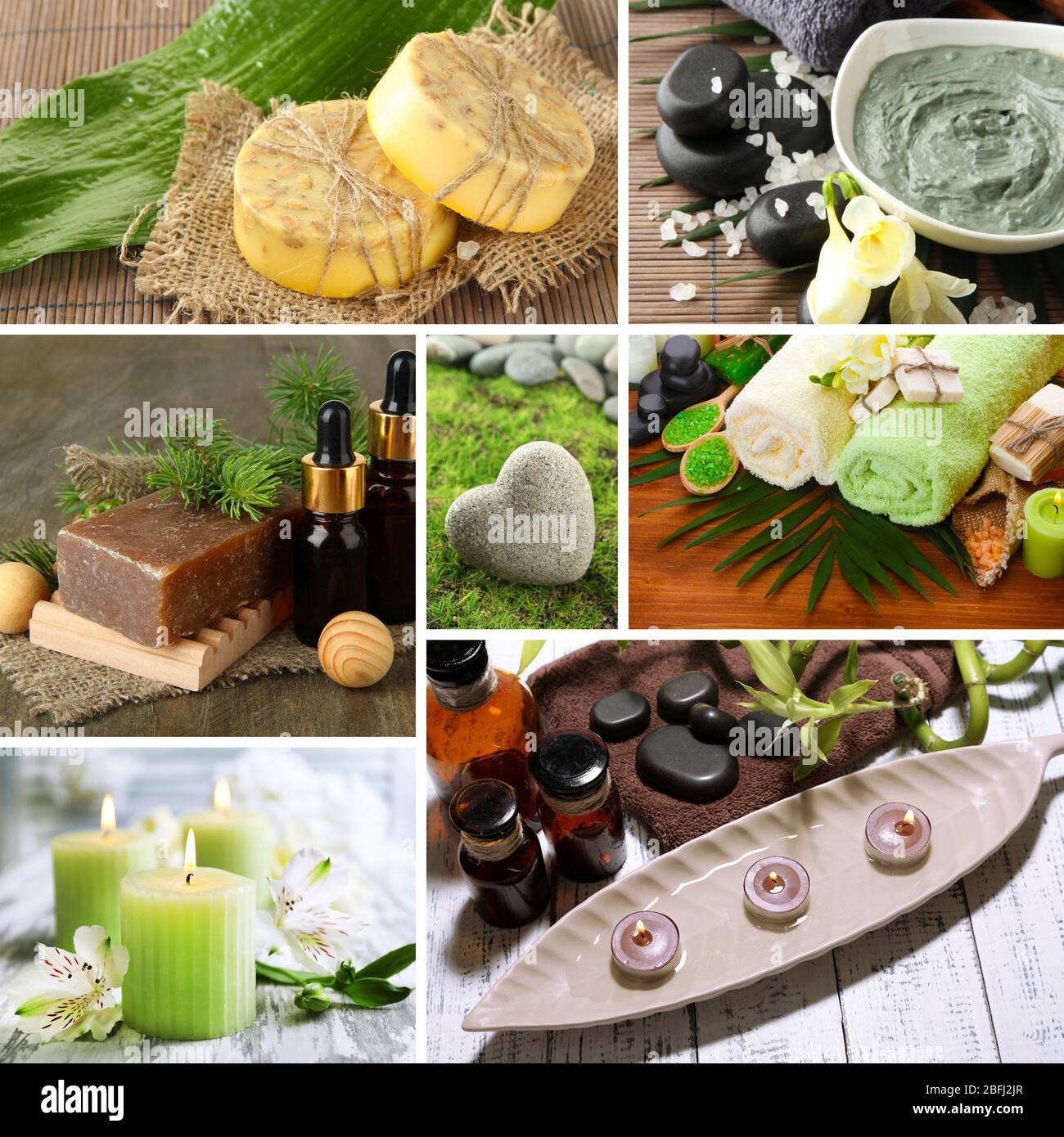 Spa setting collage Stock Photo - Alamy