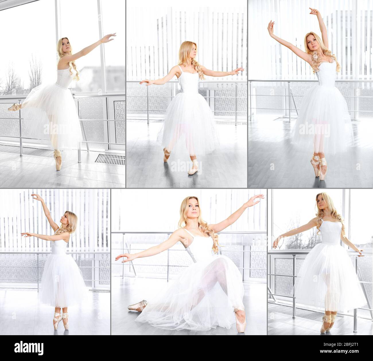 Collage of photos with balerina in ballet class Stock Photo - Alamy