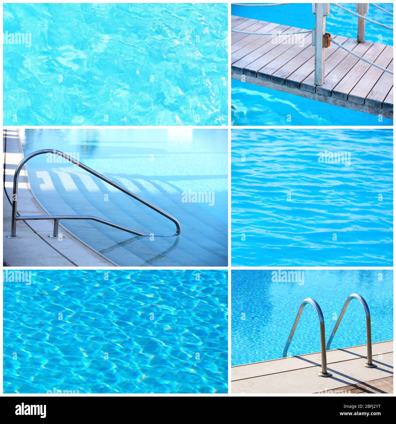 Collage of photos with swimming pool Stock Photo - Alamy