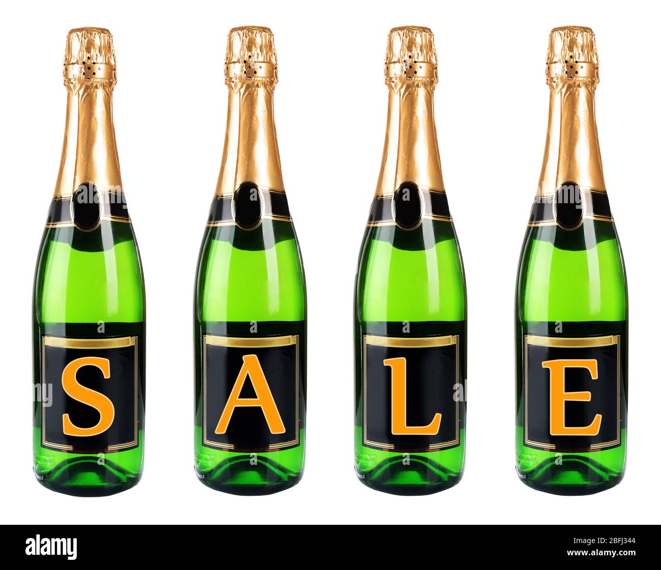 Sale concept. Bottle of champagne, isolated on white Stock Photo - Alamy