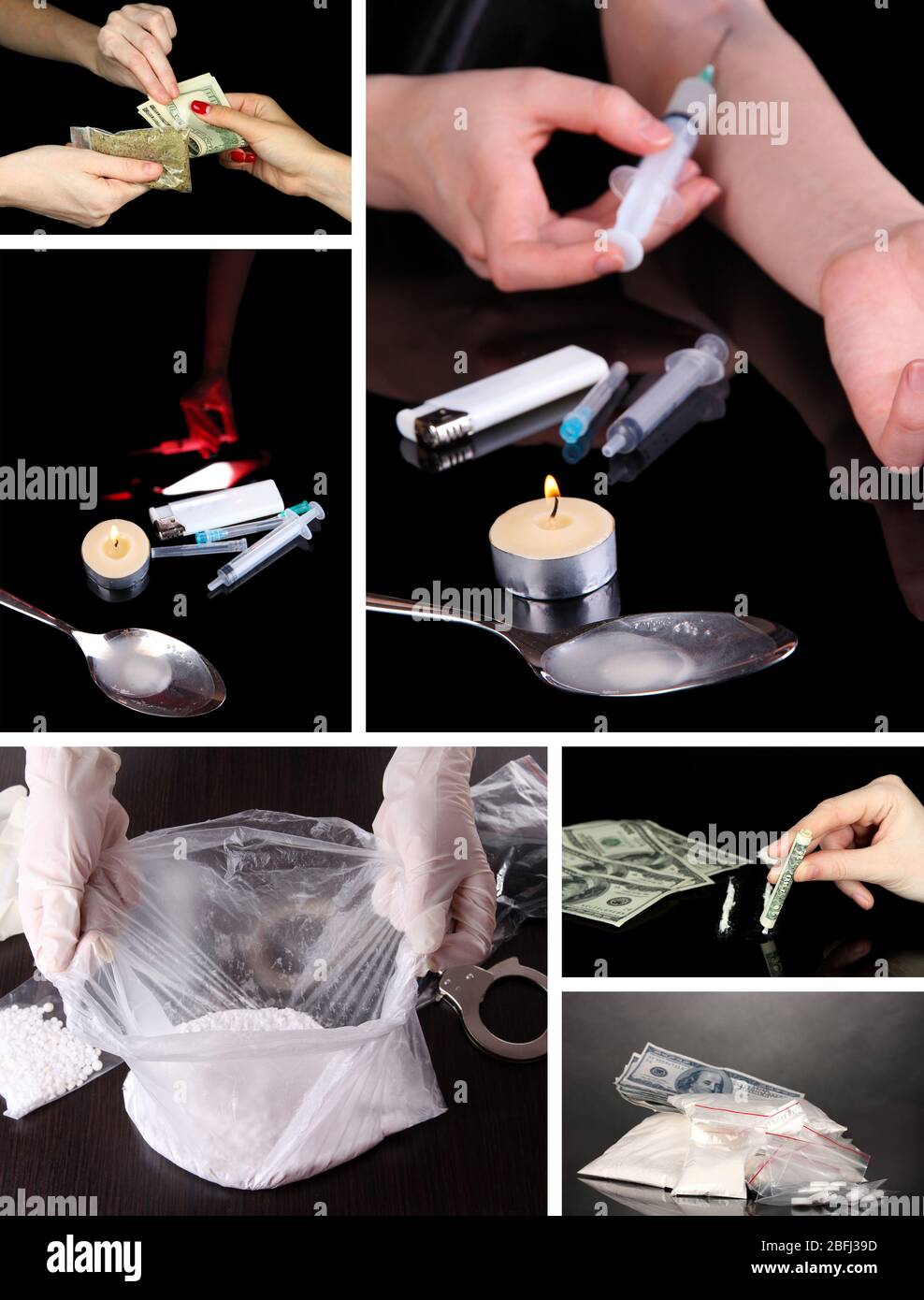 Drug addiction collage Stock Photo - Alamy