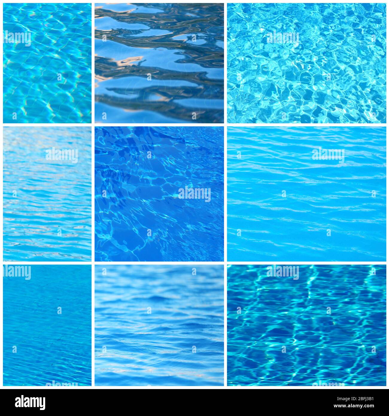 Collage of photos with water waves in swimming pool Stock Photo - Alamy