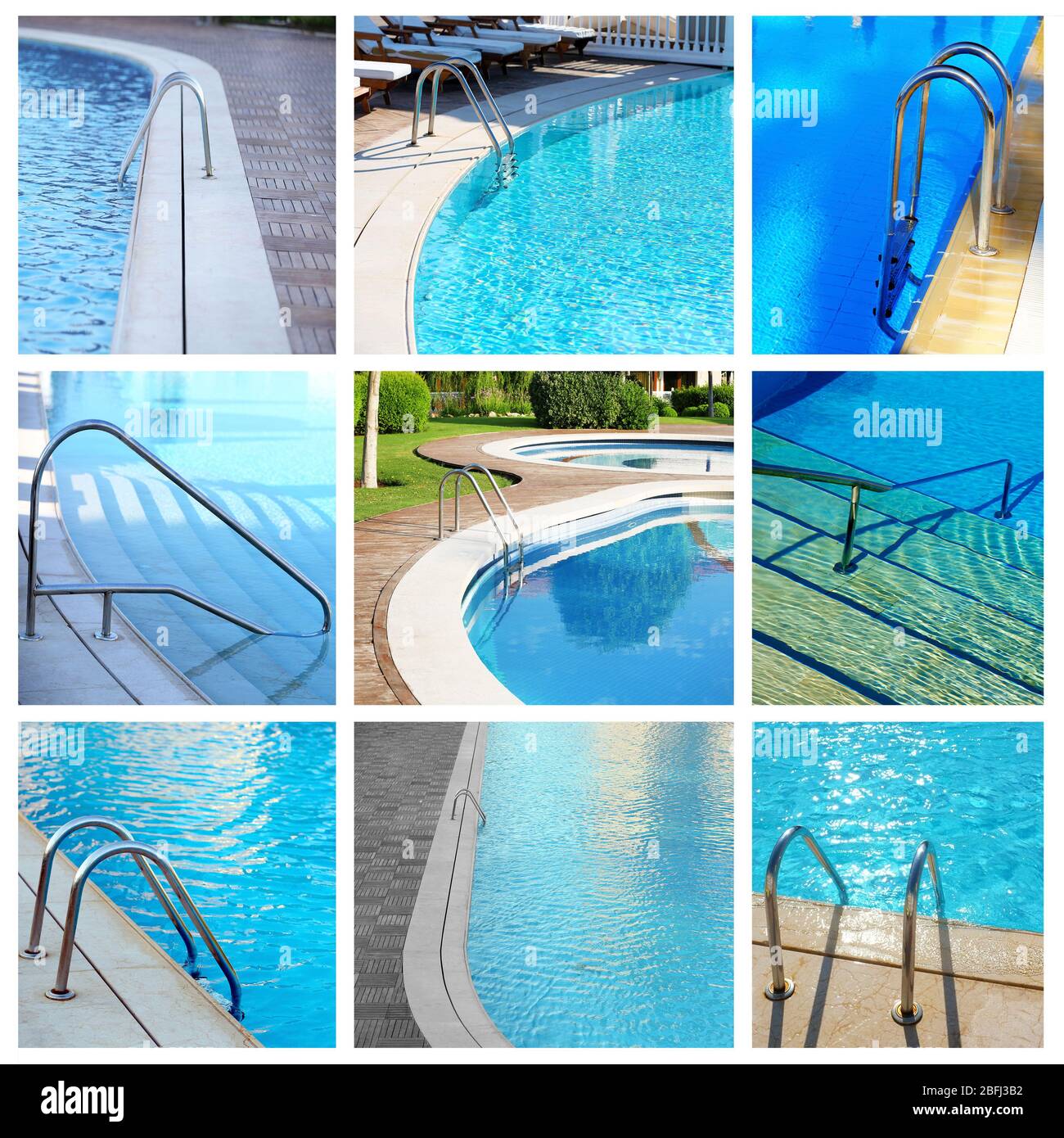 Collage of photos with swimming pool Stock Photo - Alamy