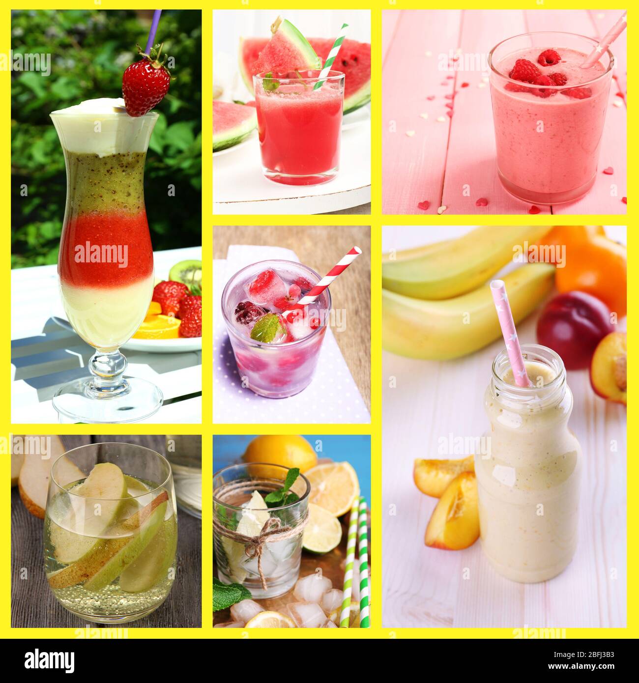 Collage of cold summer beverages Stock Photo - Alamy