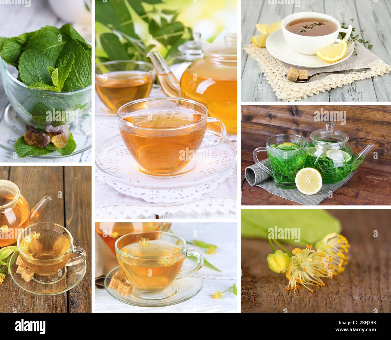 Collage of tasty tea Stock Photo - Alamy