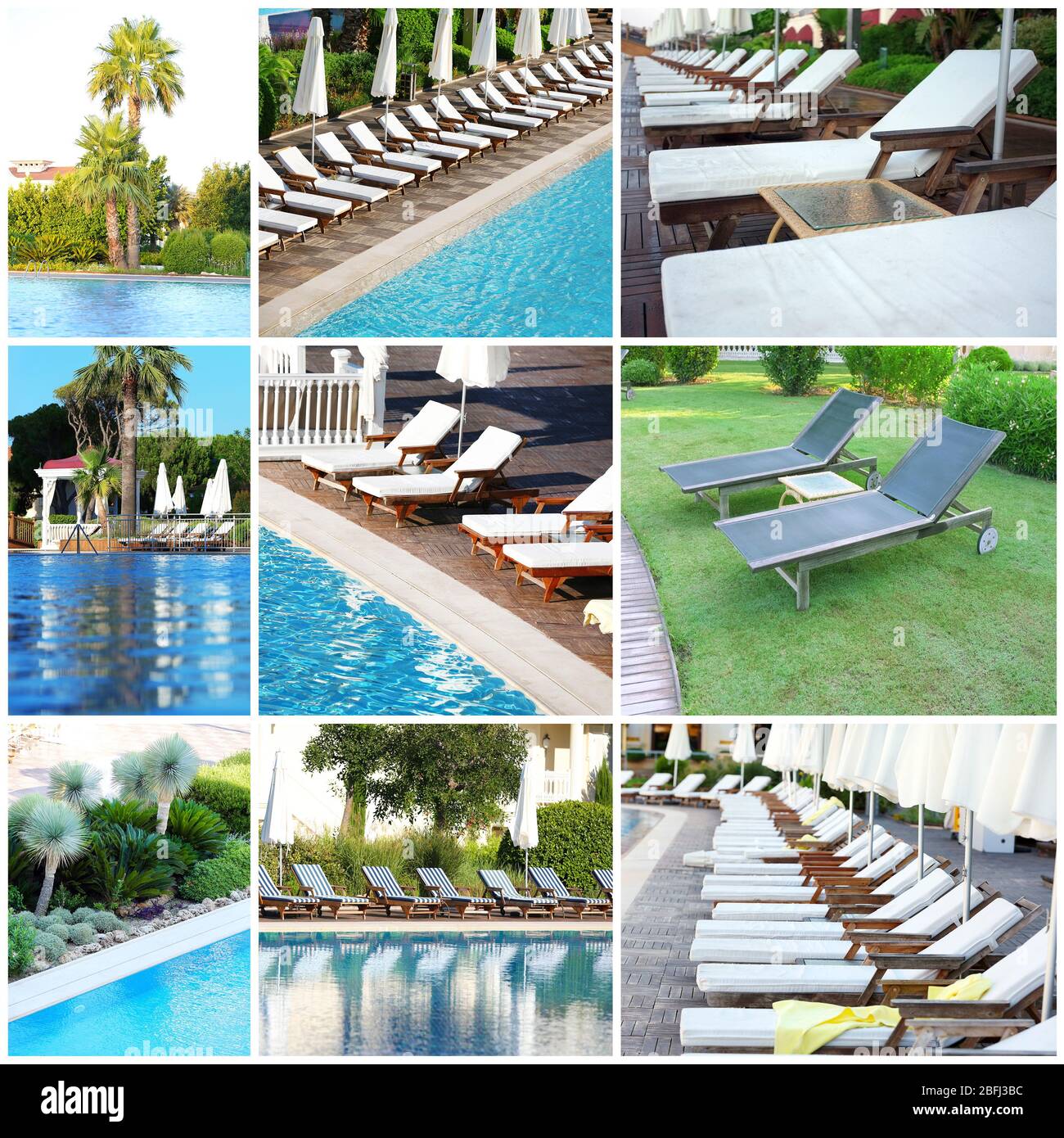 Collage of photos with swimming pool Stock Photo - Alamy