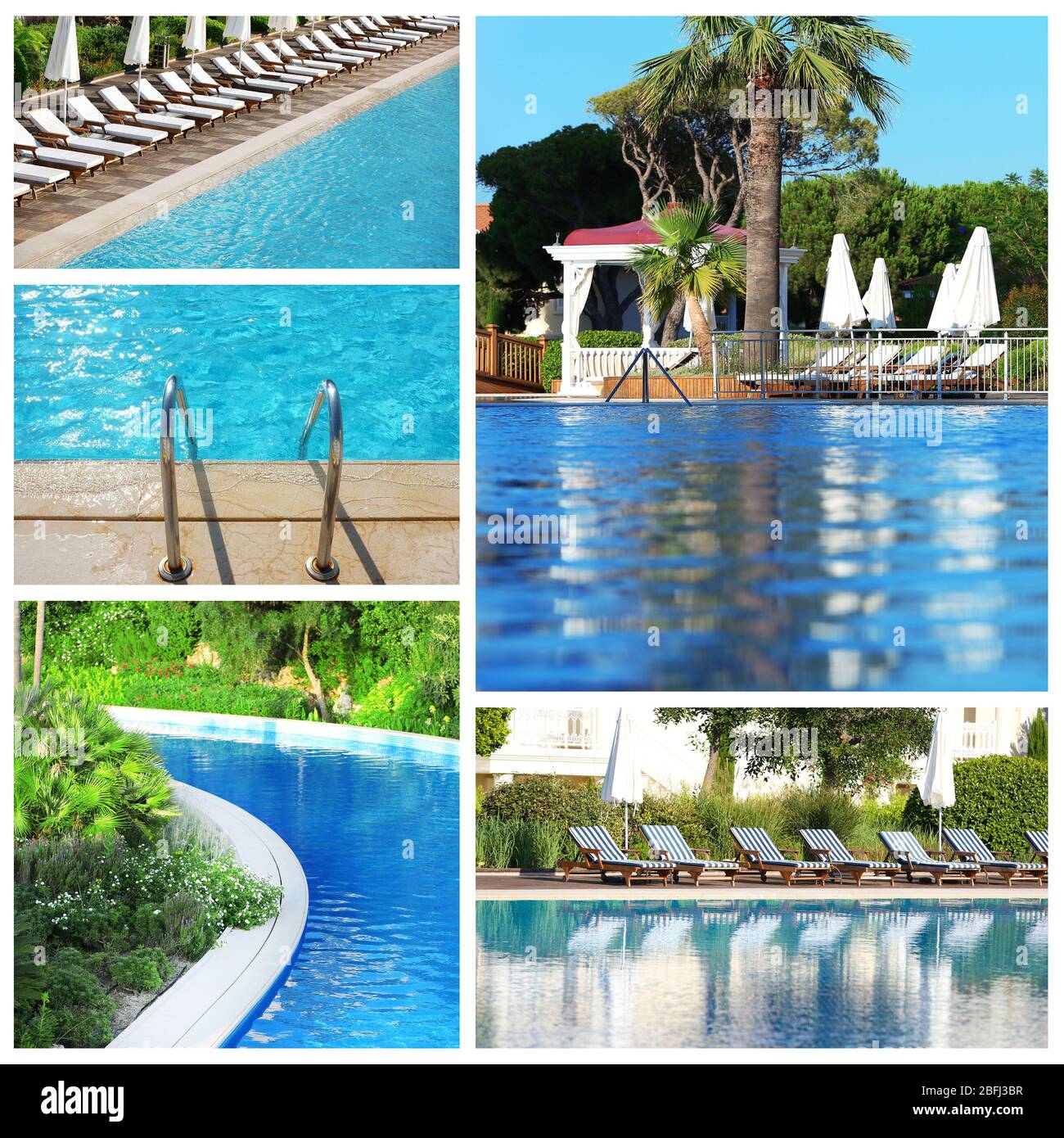 Collage of photos with swimming pool Stock Photo - Alamy