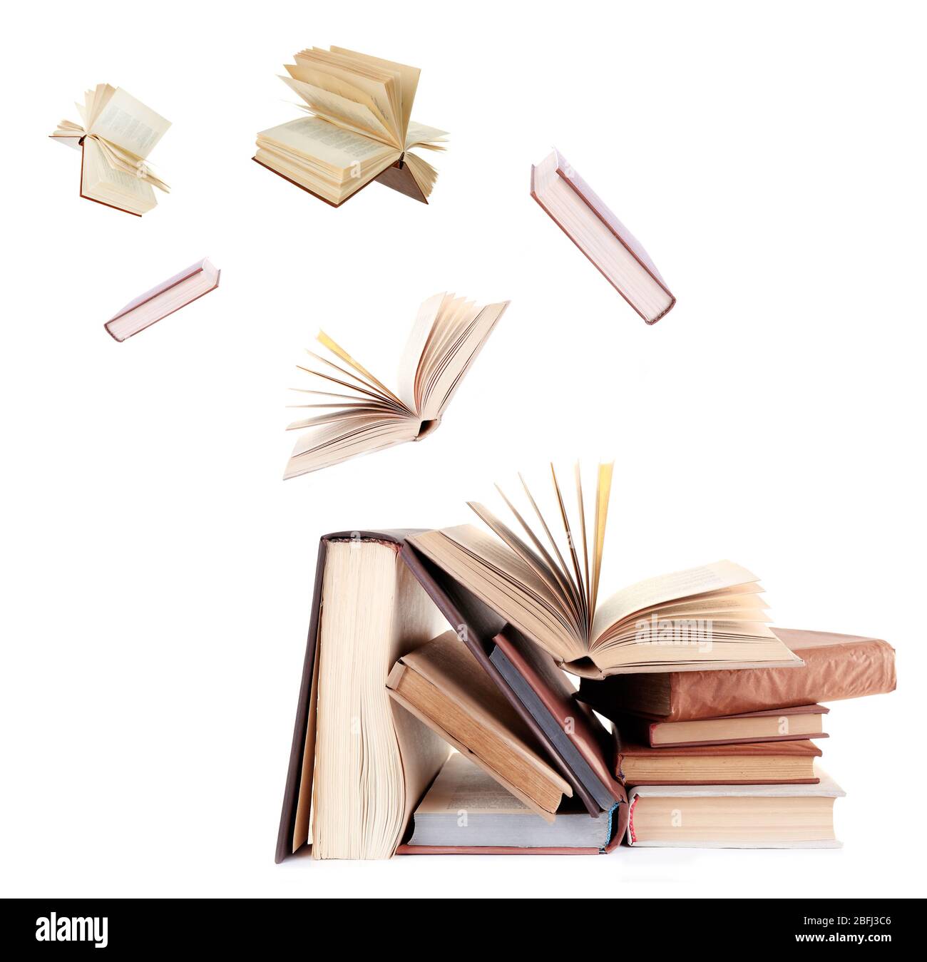 Flying books isolated on white Stock Photo - Alamy