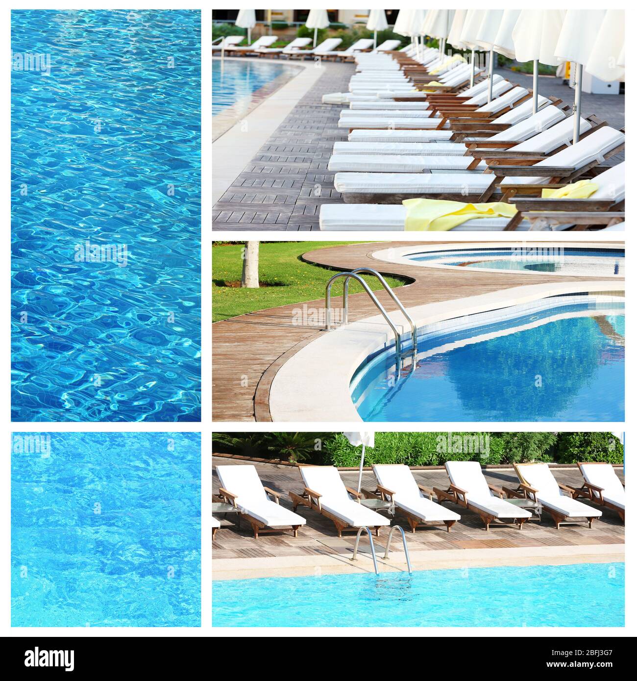 Collage of photos with swimming pool Stock Photo - Alamy