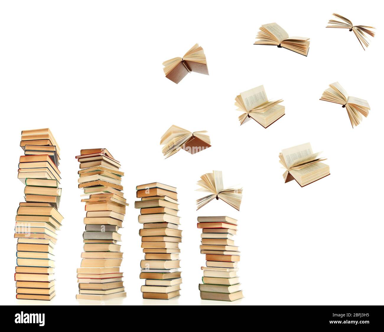 Flying books isolated on white Stock Photo - Alamy