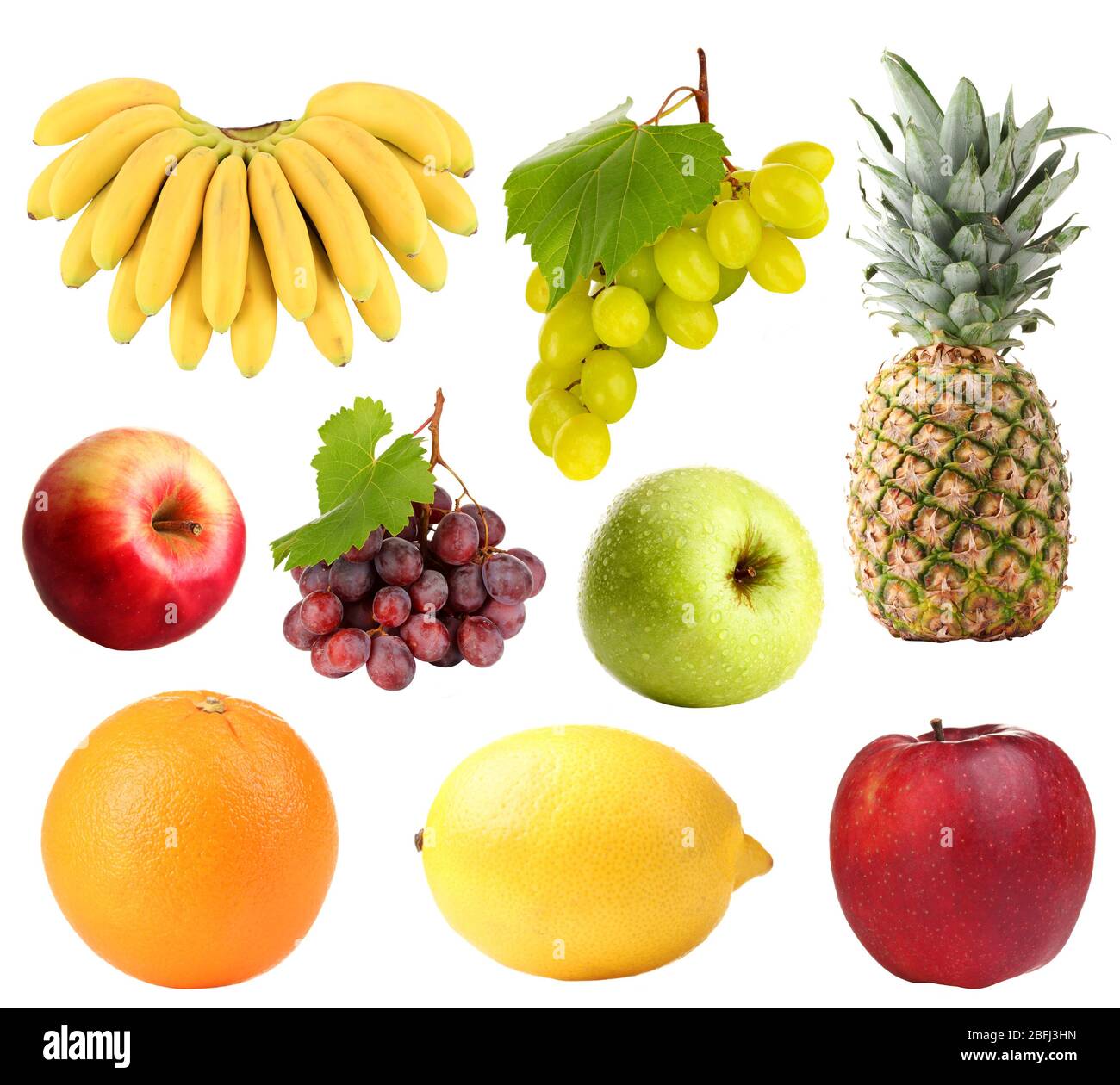 Collage of fresh fruit isolated on white Stock Photo - Alamy