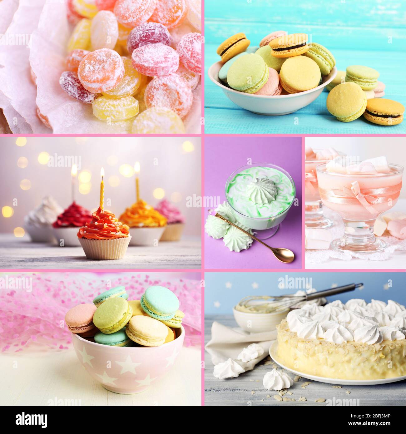 Different delicious desserts in collage Stock Photo - Alamy