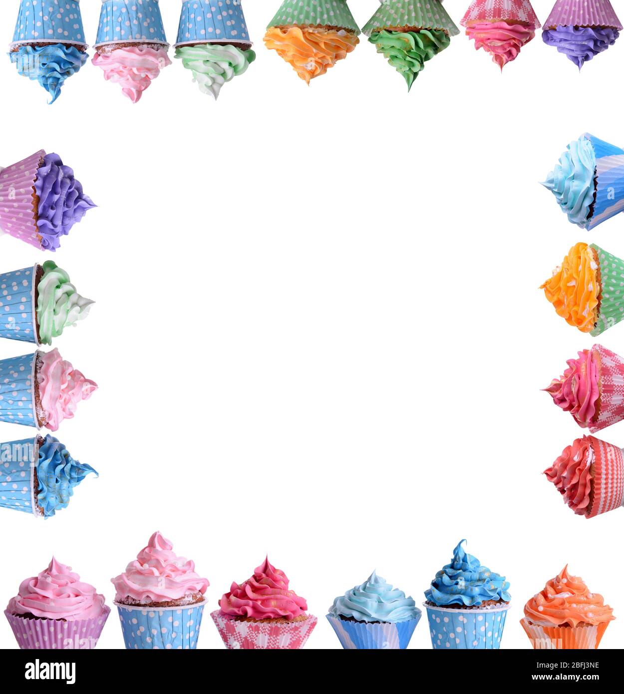 Delicious cupcakes making frame isolated on white Stock Photo - Alamy