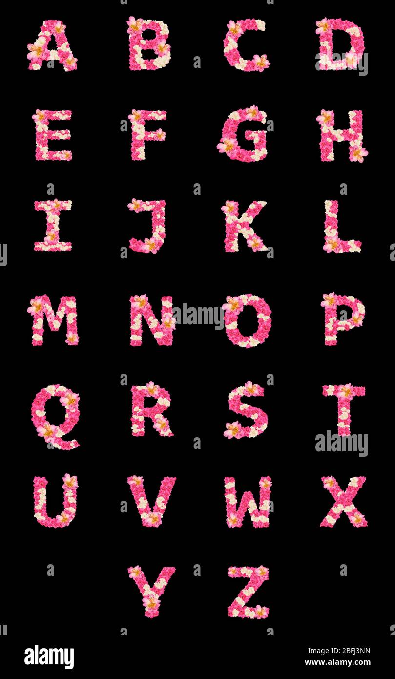 Letters made of flowers, English alphabet, colorful flower font Stock ...