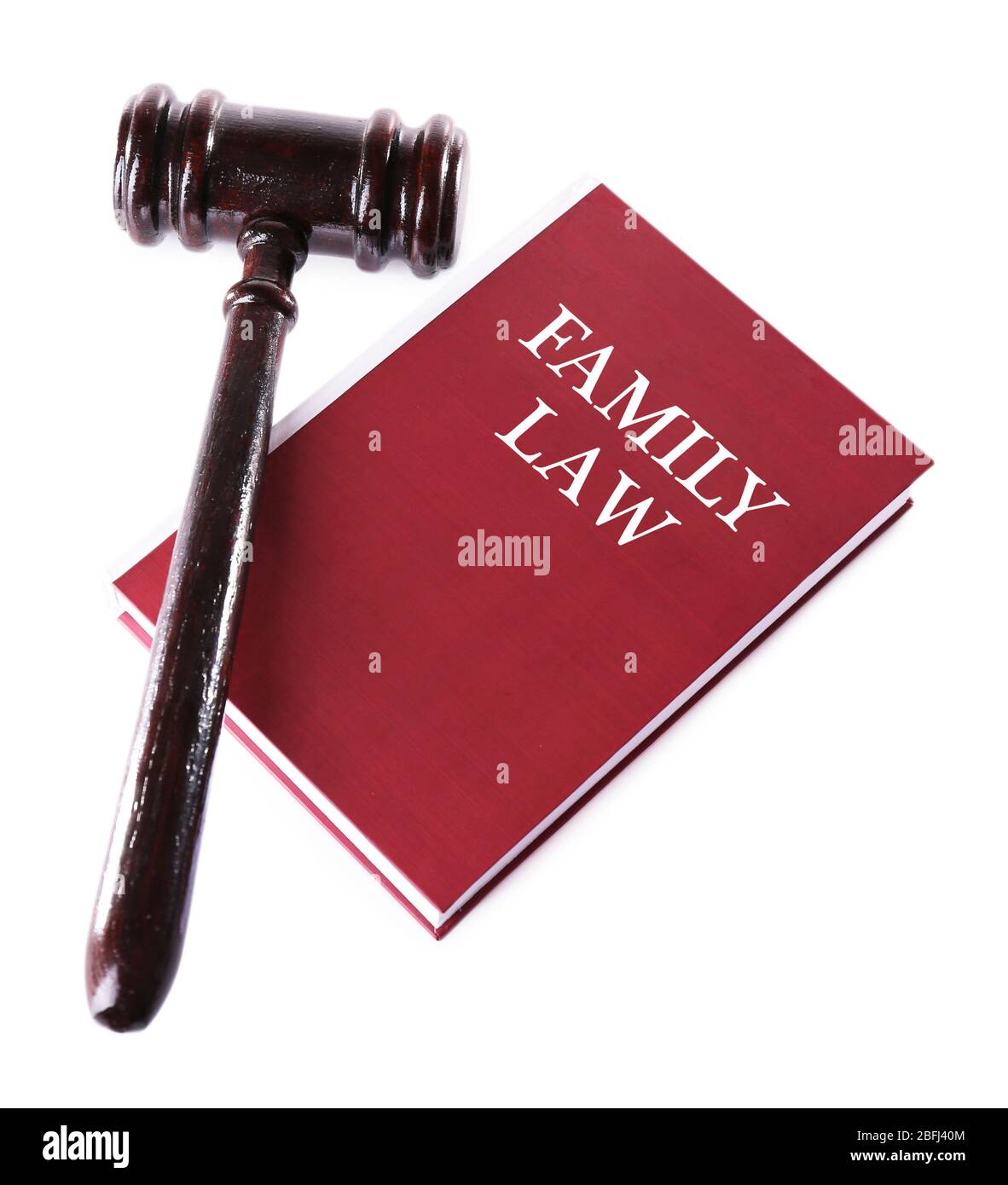 Judge's gavel on Family LAW book isolated on white Stock Photo - Alamy