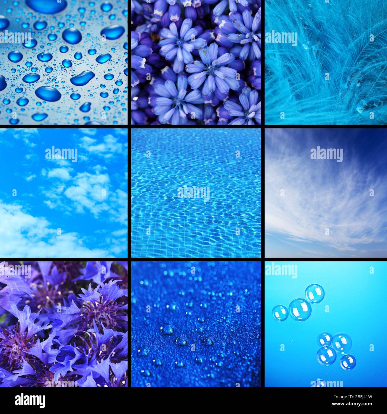 Blue color samples collage Stock Photo - Alamy