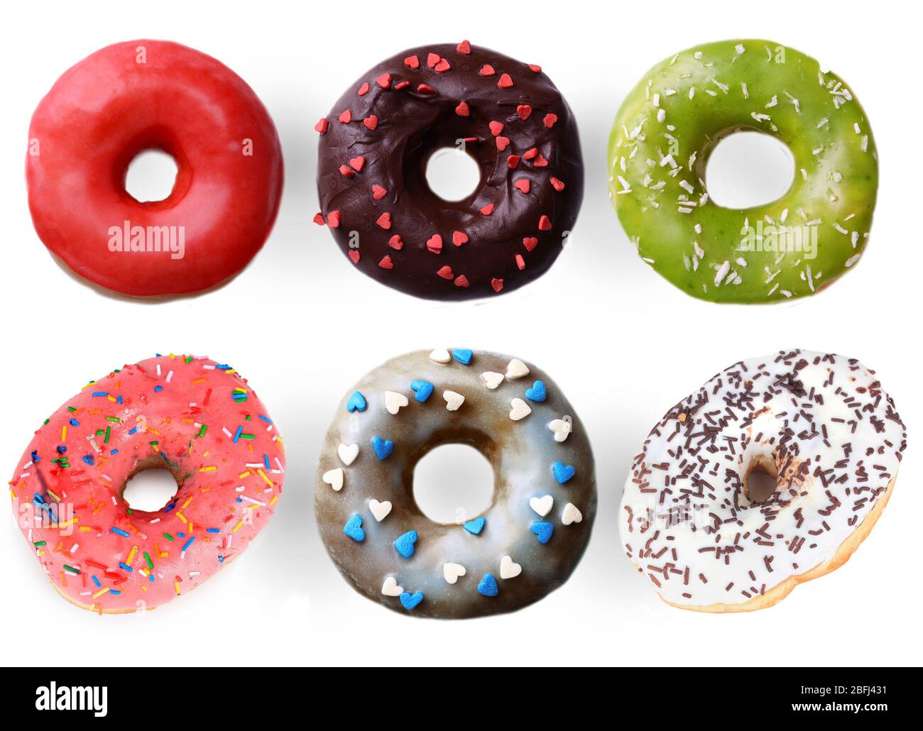 Delicious donuts collage, isolated on white Stock Photo - Alamy