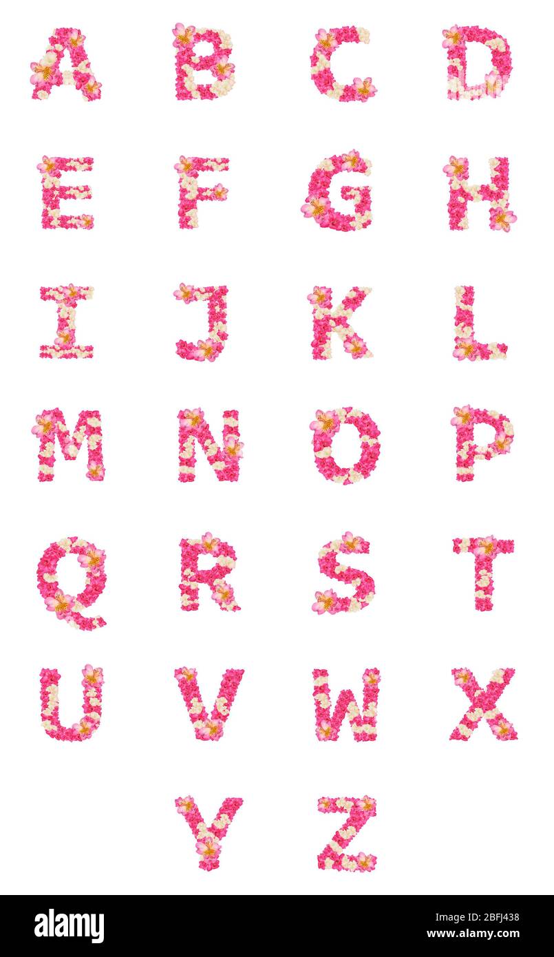 Letters made of flowers, English alphabet, colorful flower font Stock ...