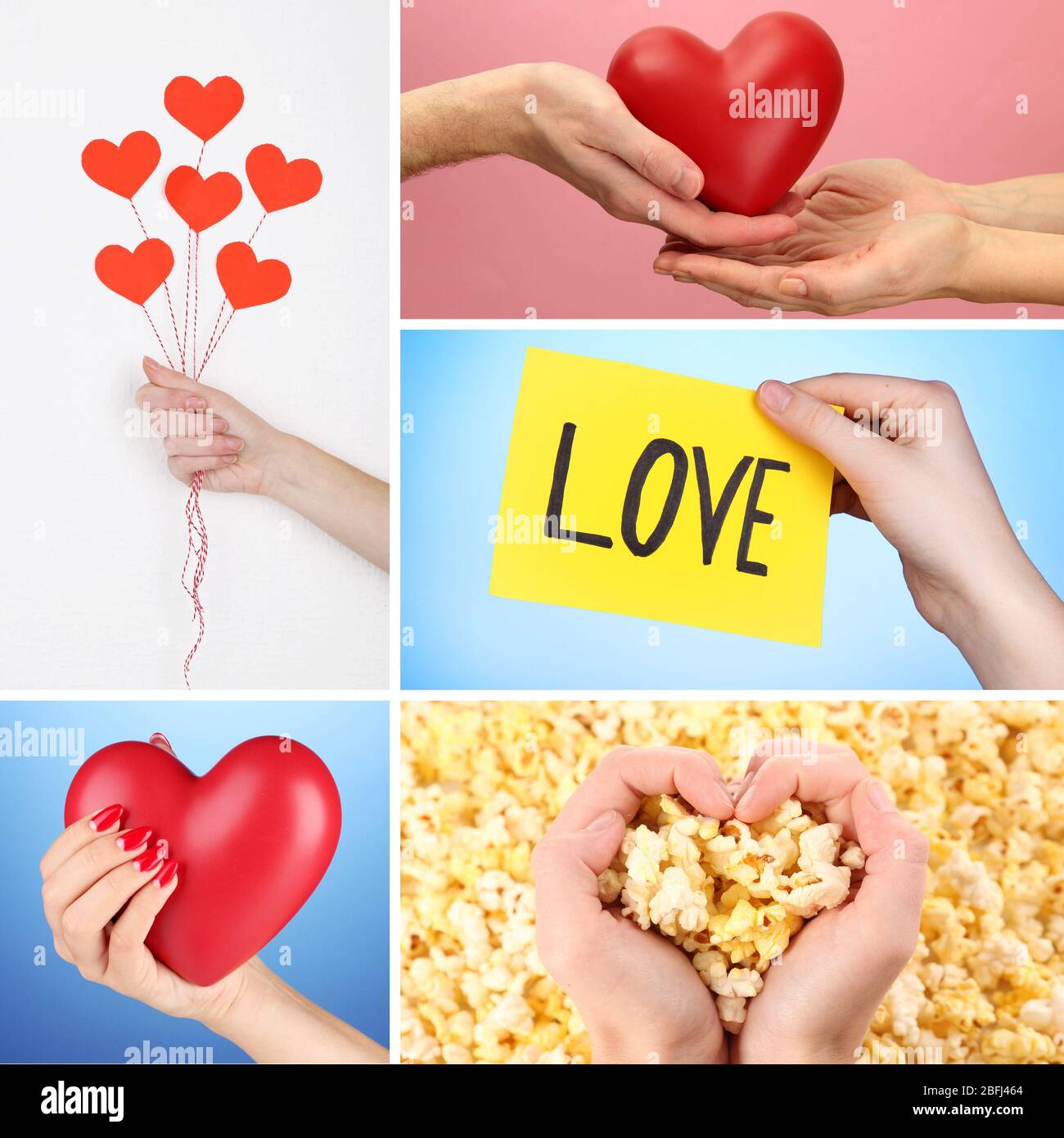 Collage of some different hearts images, Love concept Stock Photo - Alamy