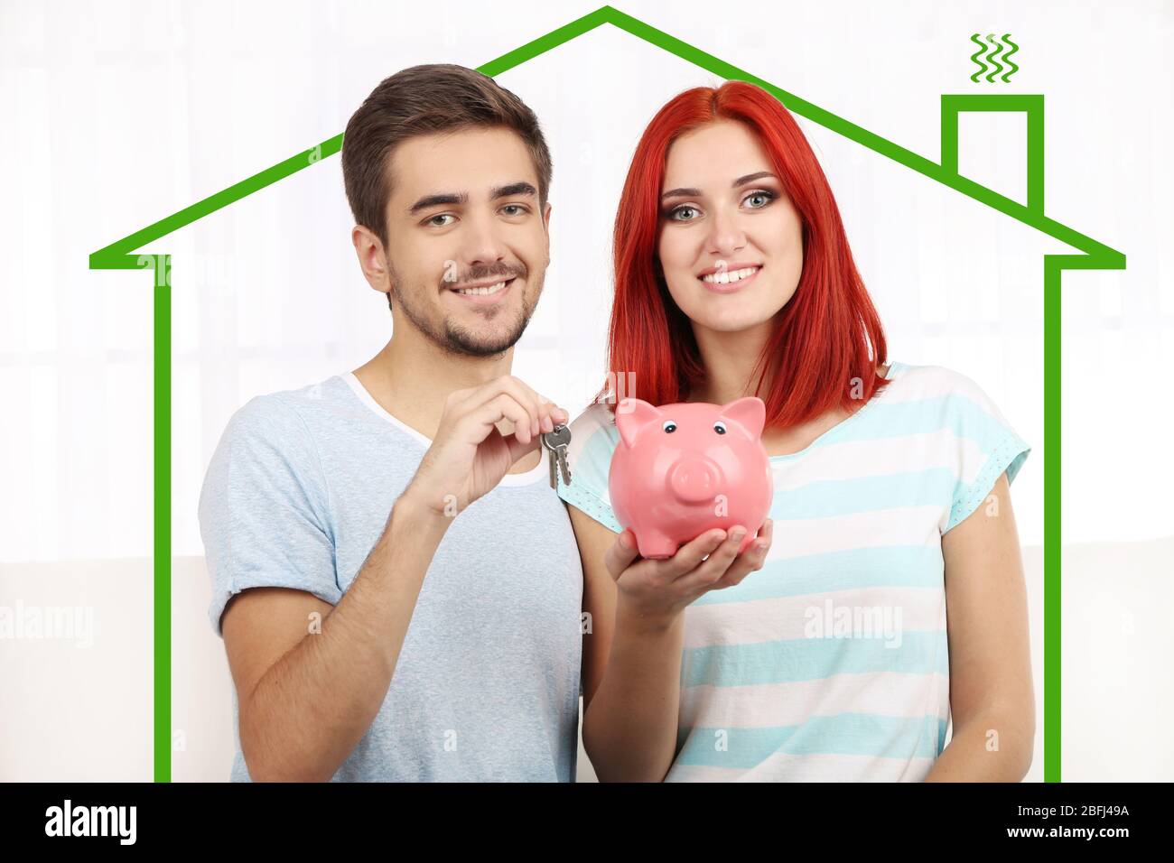 Loving couple in drawing house Stock Photo - Alamy